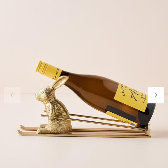 Anthropologie | Dining | Anthropologie Skiing Hare Rabbit Wine Bottle ...